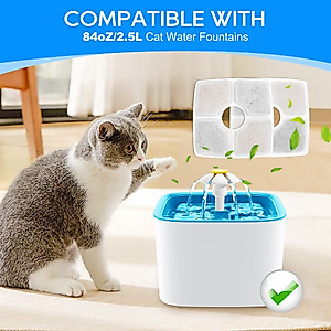 MyfatBOSS Cat Water Fountain Filter, 8 Pack Cat Fountain Filter Replacement Fit for 84oz/2.5L Automatic Cat Pet Fountain, 3 Filtration System Cat Pet Water Fountain Dog Water Dispenser