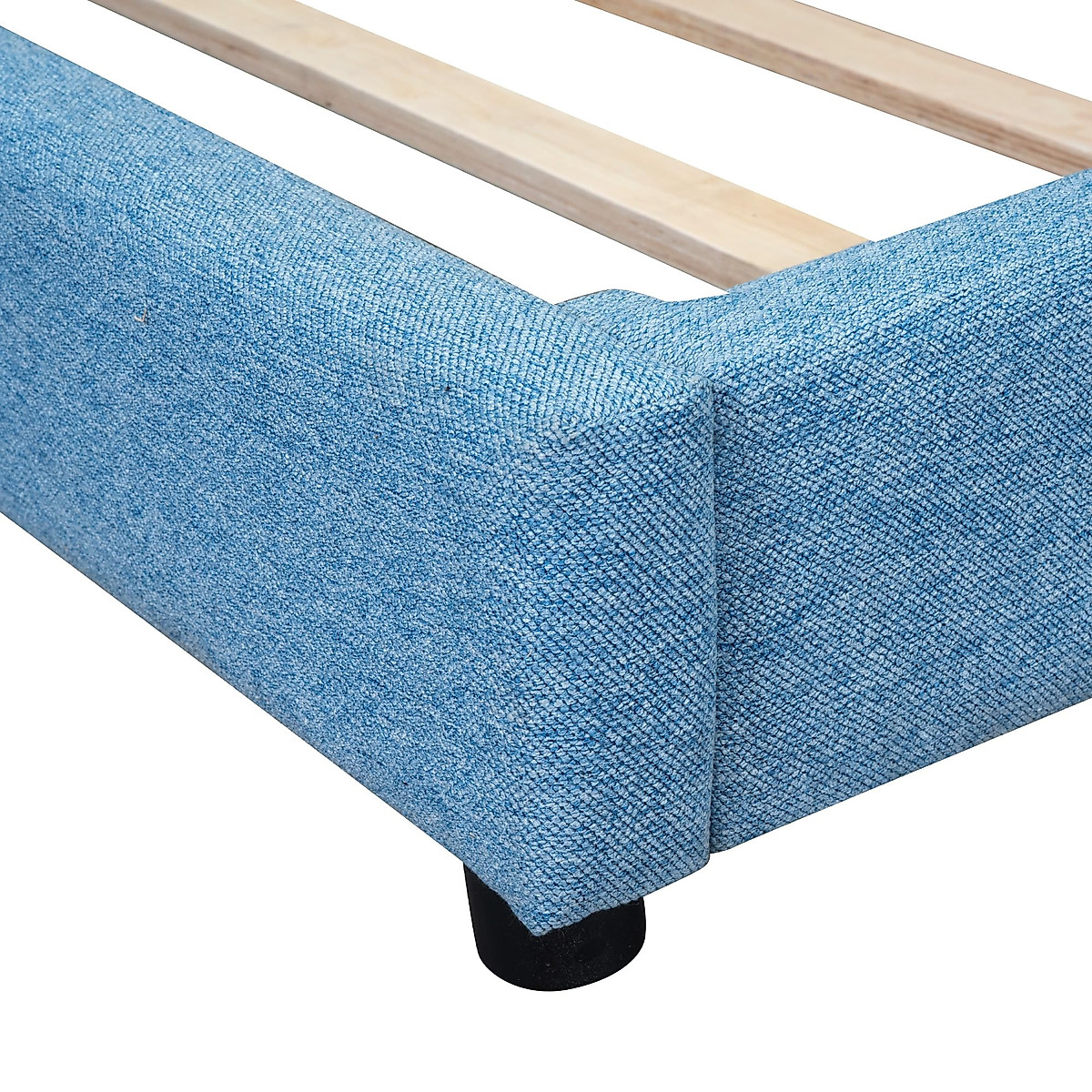 Loisall Upholstered Platform Bed with USB Port,Modern Bed Frame with Slat for Bedroom,No Box Spring Required (Blue, Full)