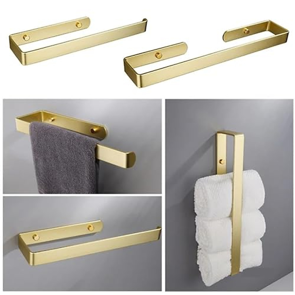 Towel Holder Bathroom Rack Bar Golden Kitchen Roll Paper Hand Towel Hanger Self Towel Hanger Self Storage Shelf Punching (Color : Golden.A)