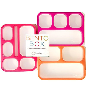Pink + Coral Bento Lunch Boxes for School or Work, Kids and Adults Bundle of 3