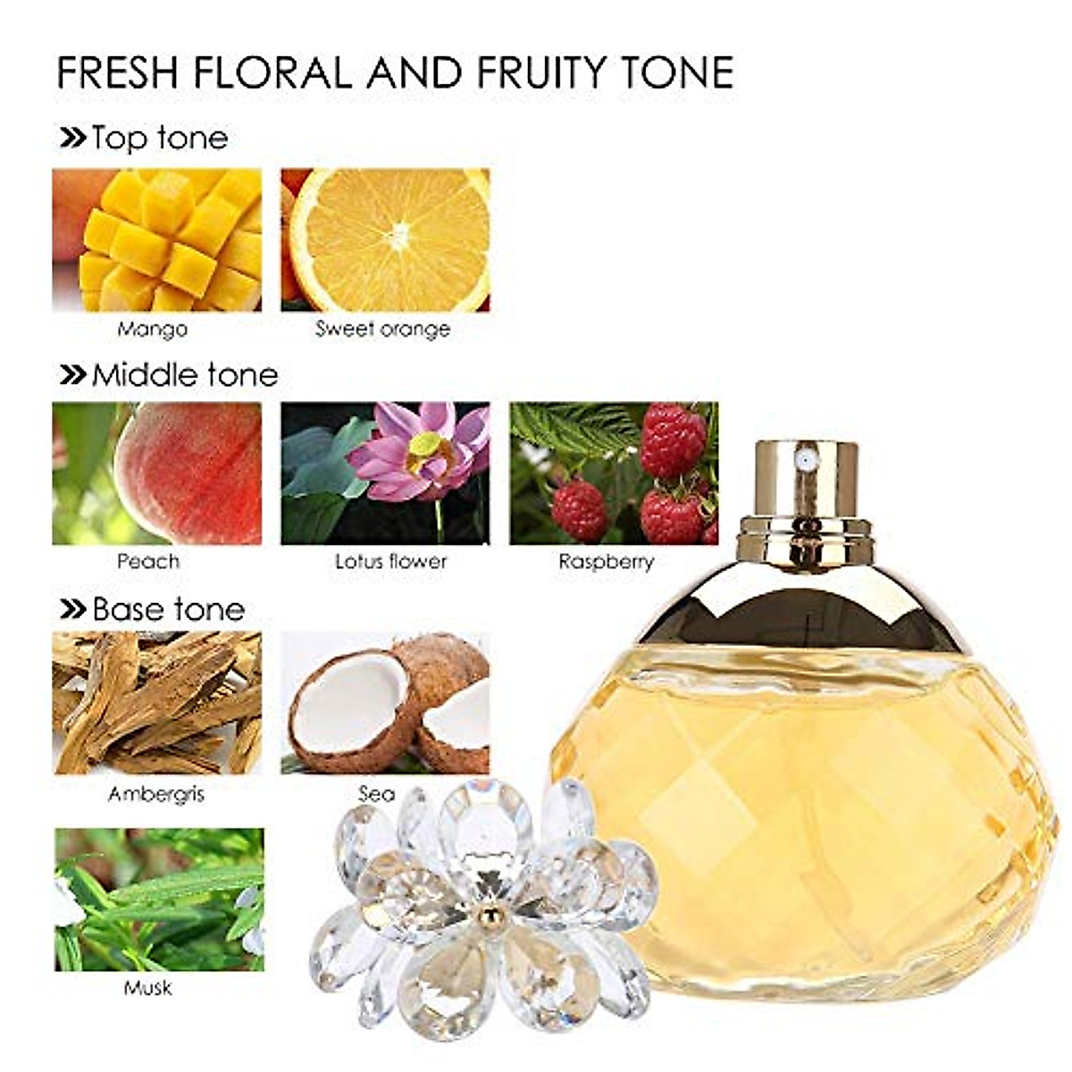 TMISHION Women Perfume, Long Lasting Flower Wood Fragrance Lady Perfume Spray for Women 60 ML (Gold)