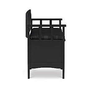 Linon Carlton Padded Bench, 44.5"W x 17"D x 30"H, Black