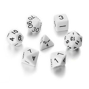 REINDEAR 7 Die Polyhedral Role Playing Game Dice Set with Treasure Chest Dice Container (White)