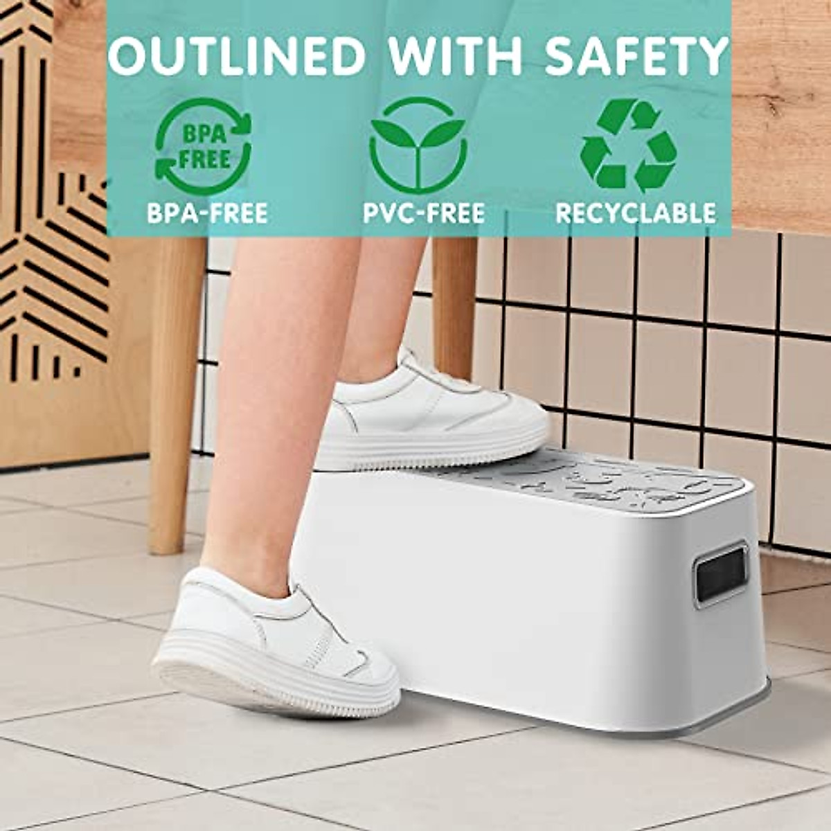 UNCLE WU Step Stool for Kids(2 Pack) - Toddler Lightweight Step Up Stool for Kitchen - Bathroom Safety Bottom as Potty Training Stool - Premium Slip-Resistant Surface Step Stool for Kids/Adult (Gray)