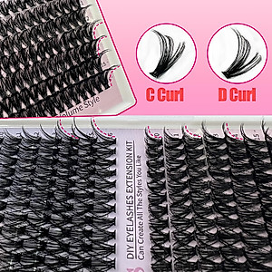 Lash Cluster DIY 280Pcs Mix 40D 50D 10-16MM Individual Lash Extension Cluster Lashes Wispy Fluffy C D Curl False Eyelash Clusters Thin Band Soft to DIY at Home by TIMELABS (40D+50D)