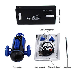Tipmant Mini RC Submarines Toys Remote Control Boat Waterproof Diving Water Kids Gift (Blue)
