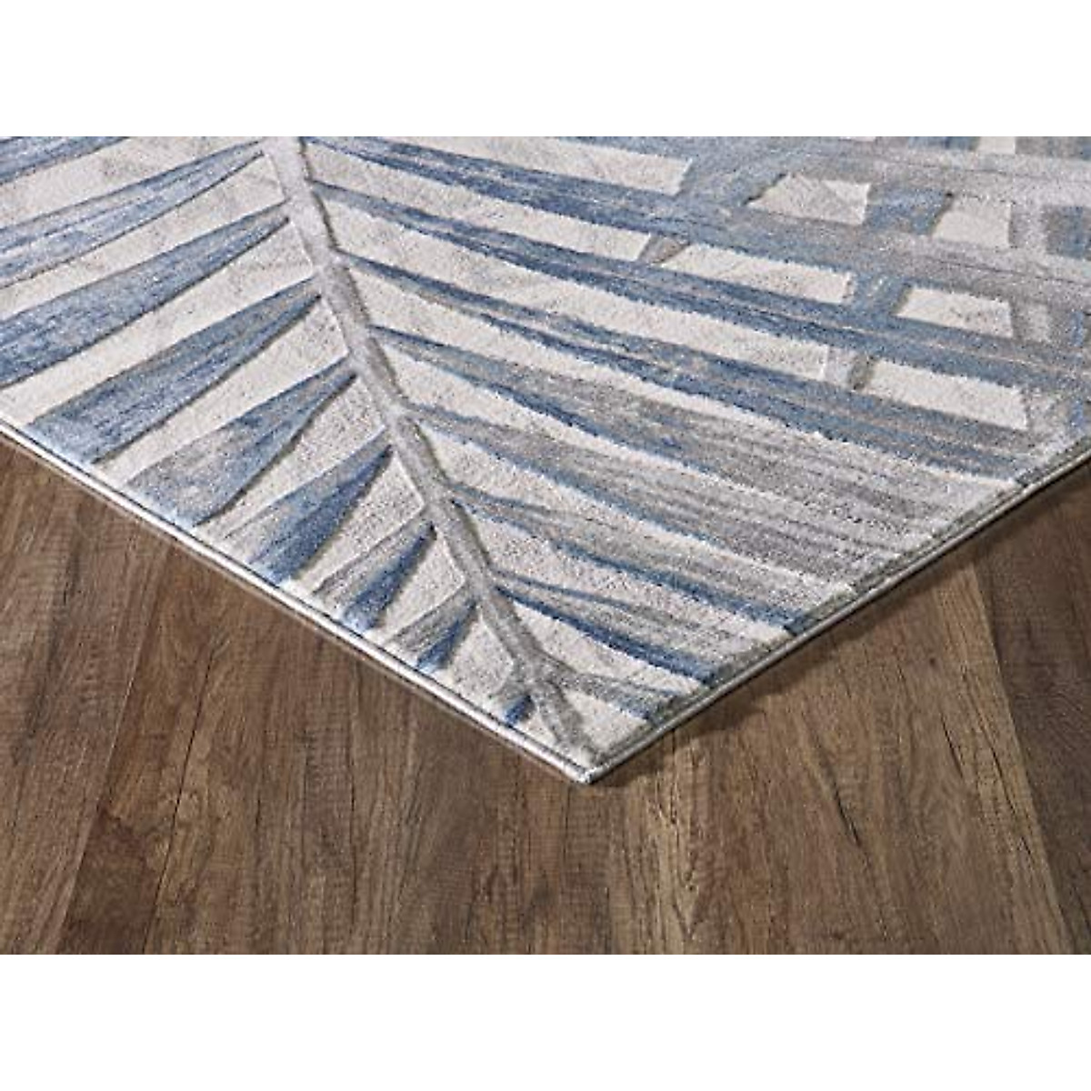 Abani 6' x 9' Blue Grey & Beige Floral Palm Leaf Pattern Area Rug Rugs - Nova Collection Modern Eclectic Style Accent Rug