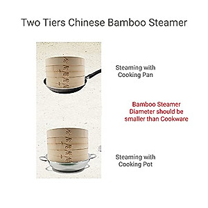 JapanBargain 2224, Large Chinese Bamboo Steamer Steaming Basket for Vegetable Seafood Dim Sum Dumpling Bun Egg , 12-inch