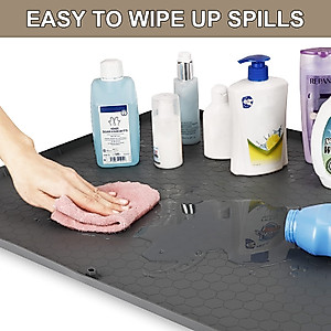 Under Sink Mats for Kitchen Waterproof, 28" x 22" Under Sink Tray for Kitchen Waterproof Waterproof & Flexible Under Sink Liner for Kitchen and Bathroom Gray