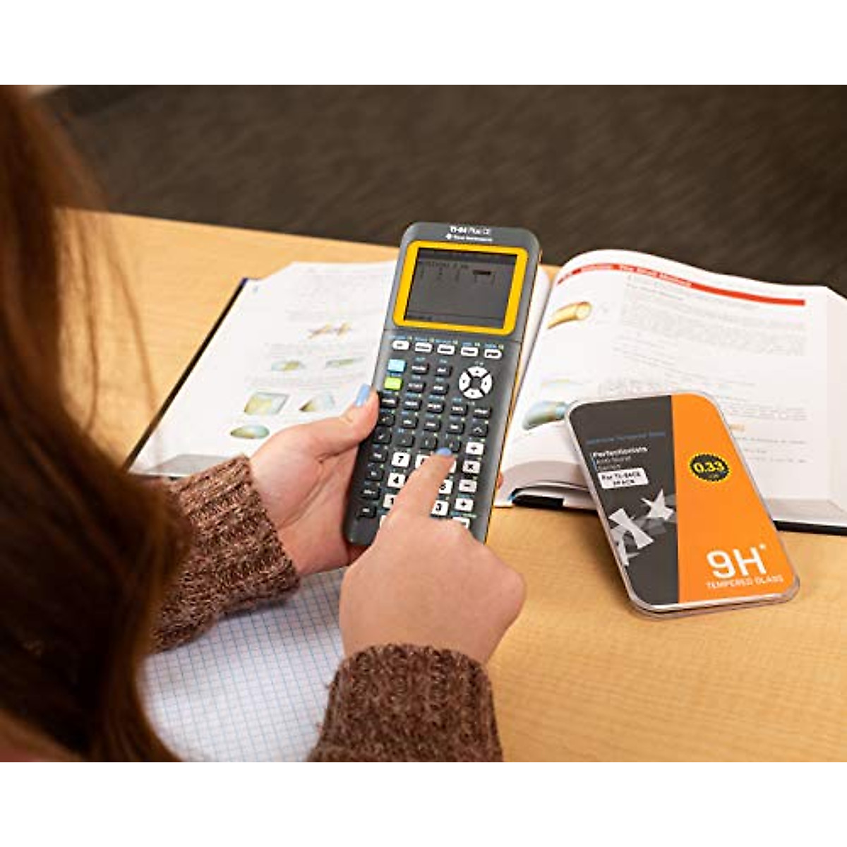 [2 Pack] Tempered Glass Screen Protector, for Texas Instruments TI-84 Plus Ce Graphing Calculator [9H Hardness] 0.33 mm Thick, Impact and Scratch Protection