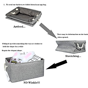 Fabric Storage Basket, Foldable Linen Storage Box for Nursery and Home, Collapsible Canvas Shelf Basket for Wardrobe or Bedroom, Grey