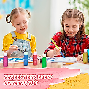 Kids Tempera Paint Set | Value Pack Includes 40 Washable Non-Toxic Colorful Paints (2oz bottles) & 15 Brushes | Metallic, Neon, Glow In The Dark, Glitter Paints | Paint For Arts & Crafts, Fun Projects