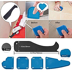 Caulking Tool Kit Silicone Caulking Gun Drip-Free Smooth Rod 10oz Cradle Hand Caulking Gun with Multifunction Grout Scraper and Caulk Nozzle Finisher Sealant Finishing Tool 36PCS in Total