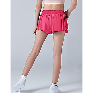 3 Pack Girls Flowy Shorts with Spandex Liner 2-in-1 Youth Butterfly Skirts for Fitness, Running, Sports (Set 4, Youth Medium)