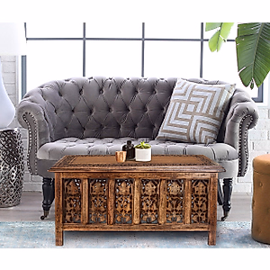 Rectangular Wooden Coffee Table, Modern Wooden Coffee Table, Center Tables, Entryway Table, Living Room Table for Magazines, Books, and Plants - 36x18 Inch Burnt