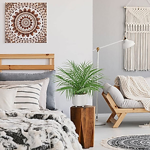 Hollyone Large Artificial Potted Plants Fake Palm Plants 19" Faux Green Plant Plastic Tropical Palm Tree in White Ceramic Pots Bohemian for Home Room Office House Indoor Decoration