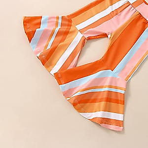 Baby Girl Summer Clothes Cute Bell Bottoms Outfits Sleeveless Halter Backless Crop Tank Tops Flare Pants Set (A-Colorful, 18-24 Months)