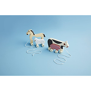 Mud Pie Children's Farm Pull Toy, Horse & Sheep