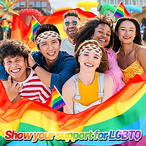 Cosweet Gay Pride Headbands - Moisture-wicking Milk Silk Rainbow Sweatbands, Highly Elastic LGBTQ Hair Accessories for Men Women Adults Pride Parade Festival Party (2 Pack, Rainbow Flag Style)