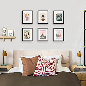 Picrit 8.5x11 Picture Frame Set of 12, Display 6x8 with Mat or 8.5 x 11 Without Mat, Photo Frames for Wall Mounting or Table Top Display, Black.