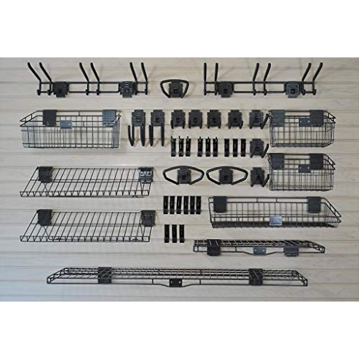 HandiWall Deluxe Accessory Kit with 46 Locking Bracket Hooks, Shelves, and Baskets for Slatwall Panels