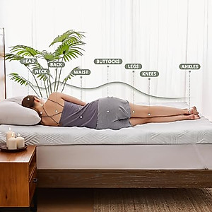 Memory Foam Mattress Topper Queen - 7-Zone Bed Topper with Air Mattress Cover - 3 inch Cooling Gel Bed Mattress Pad for Back Pain