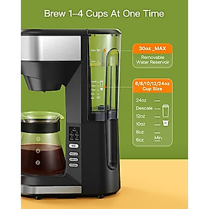 Hot and Iced Coffee Maker for K Cups and Ground Coffee, 4-5 Cups Coffee Maker and Single-serve Brewers, with 30Oz Removable Water Reservoir, 6 to 24Oz Cup Size, Pot and Tumbler Not Included, Black