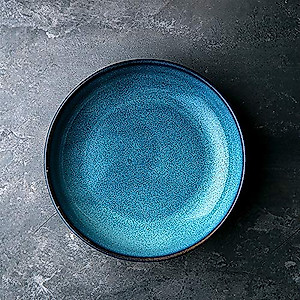 Salad bowl Ceramic Blue Bowl Big Deep Plate Rice Salad Plate Pasta Tapas Ceramic Tableware Soup bowl
