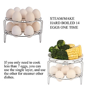 Aozita Stackable Egg Steamer Rack Trivet for Instant Pot Accessories - Fits 5,6,8 qt Pressure Cooker - 2 Pack Stainless Steel Multipurpose Rack