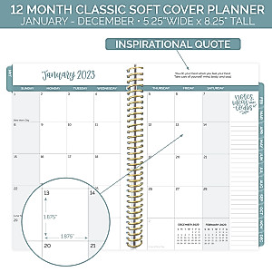 bloom daily planners 2023 Calendar Year Day Planner (January 2023 - December 2023) - 5.5” x 8.25” - Weekly/Monthly Agenda Organizer Book with Stickers & Bookmark - Crystal Blue