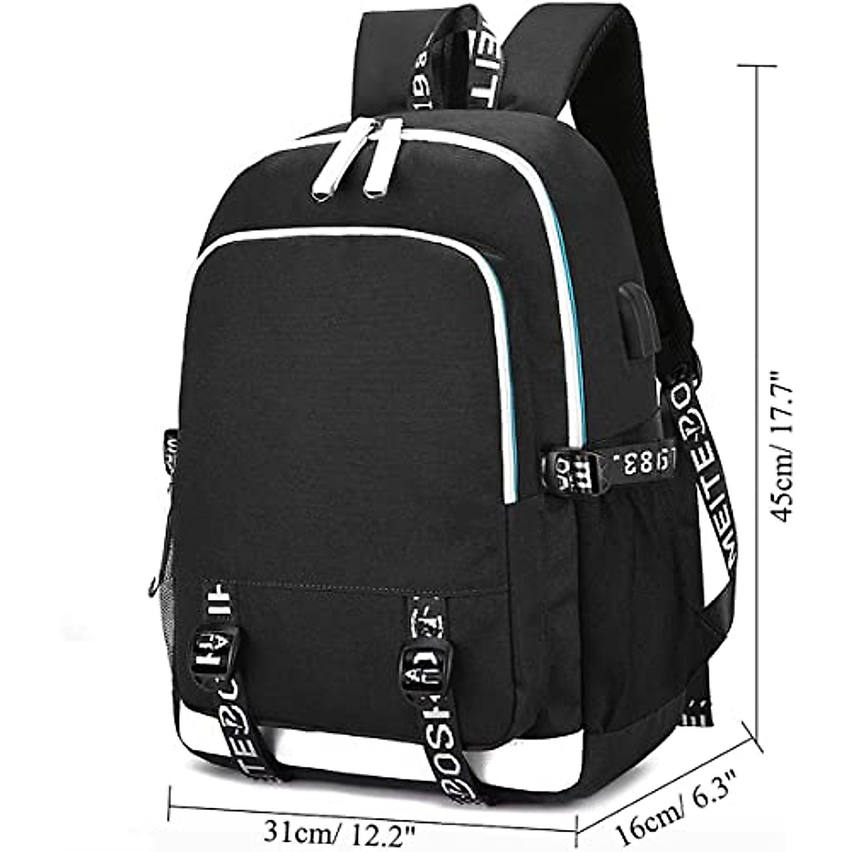 Anzeho Anime Attack on Titan Backpack Wings of Freedom Laptop Backpack Fit 15.6 Inch Schoolbag Bookbag Work Bag with USB Charging Port, Black-1