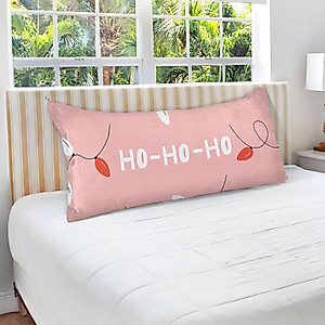 Cute Christmas Ho Pink Pillowcase for Hair and Skin Body Pillow Cover Body Pillow Cases Queen Size 20"X 30" Throw Pillow with Zipper for Women Men