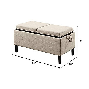 Convenience Concepts Designs4Comfort Magnolia Storage Ottoman with Reversible Trays, Tan Fabric