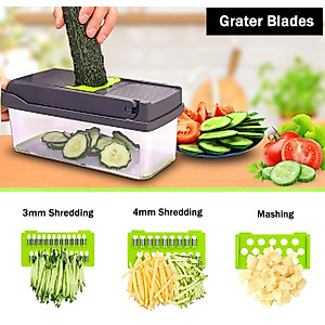 Vegetable Chopper | Pro Onion Chopper, RKINC Multifunctional 14 in 1 Food Chopper, Kitchen Vegetable Slicer Dicer Cutter, Peeler Veggie Chopper With 8 Blades, Carrot and Garlic Chopper With Container