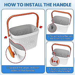 TAILI Portable Shower Caddy Basket Tote, Plastic Shower Basket with Handle, Dorm Room Essentials Toiletry Caddy for Dorm College Bathroom Cleaning Camping, Orange