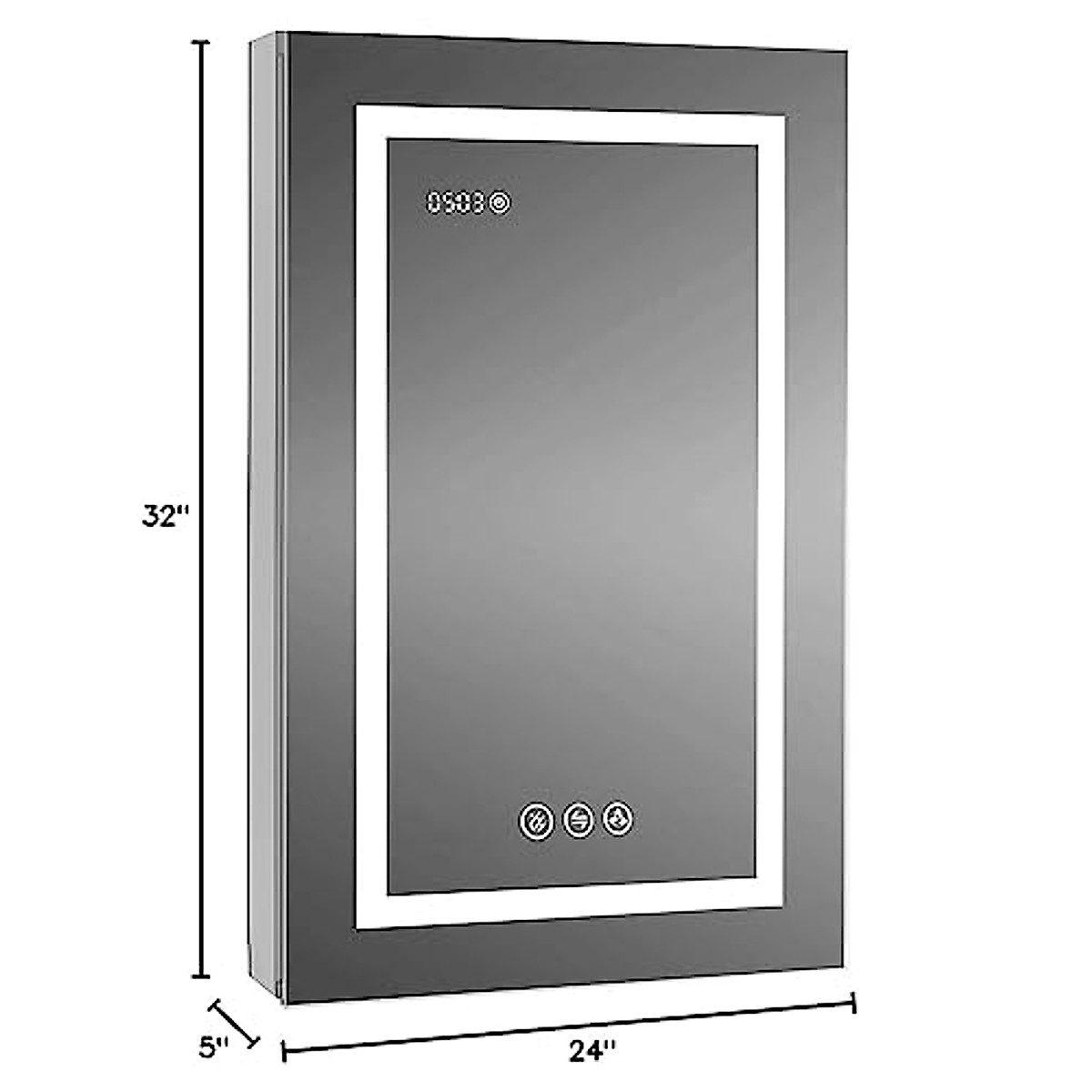 KRISTALLUM LED Lighted Medicine Cabinet Front & Backlit Dimmable Colours, Clock & Temp, USB Outlets