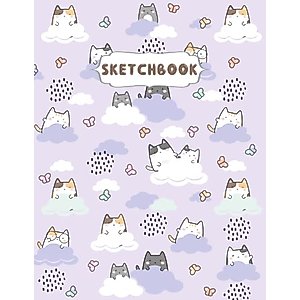 Sketchbook: Cute Cats Kawaii Large Sketch book and Notebook for Girls and Artist Kids To Drawing and Sketching or Doodling, 110 Pages of "8.5x11".