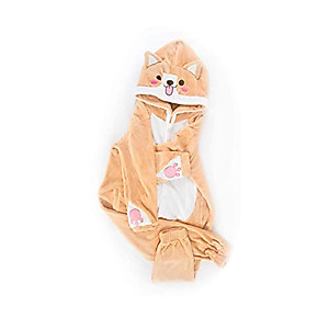 Nayothecorgi Super Soft Corgi Flannel Pajamas – One Piece Pajamas – Corgi Costume Cotton Onesies – Large Dog Onesie –Unisex Onesies Adults - Comfortable & Stylish Corgi Gifts For Dog Lover Orange