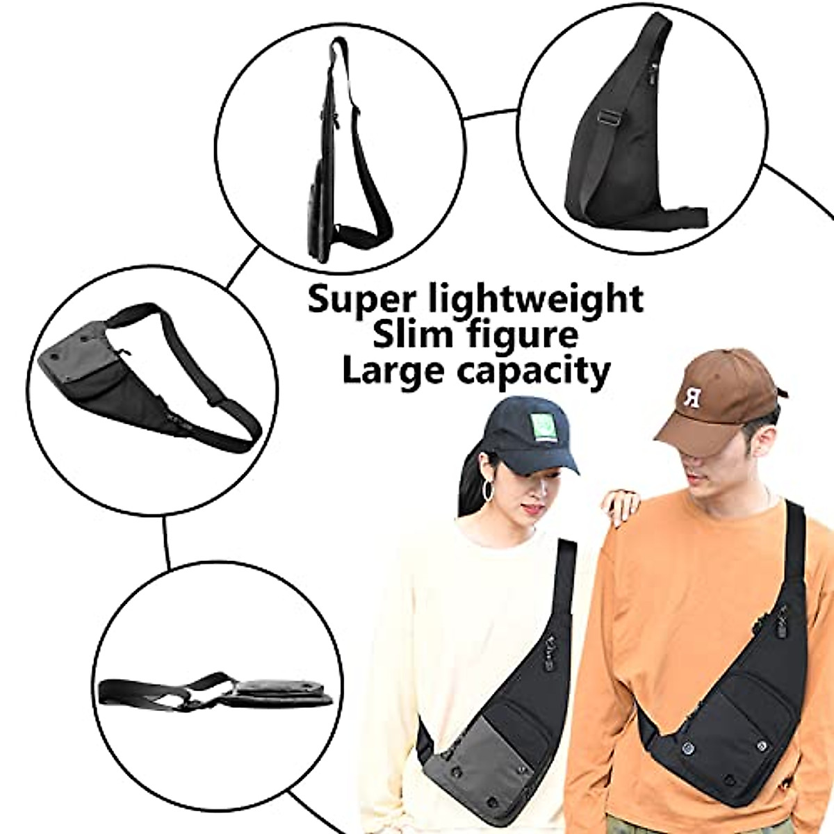 LPPJY Sling Bag Chest Shoulder Backpack Crossbody Bags for Men Women Casual Daypack Travel Outdoors (Grey)