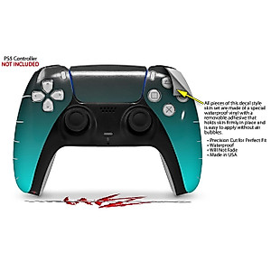WraptorSkinz Skin Wrap compatible with Sony PS5 DualSense Controller Smooth Fades Neon Teal Black (CONTROLLER NOT INCLUDED)