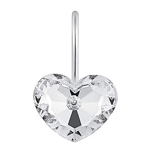 Actpe Decorative Crystal Heart Shape Shower Curtain Hooks Rust Resistant Hooks Glide Shower Ring Hangs Holder Bling for Bathroom, Pack of 12