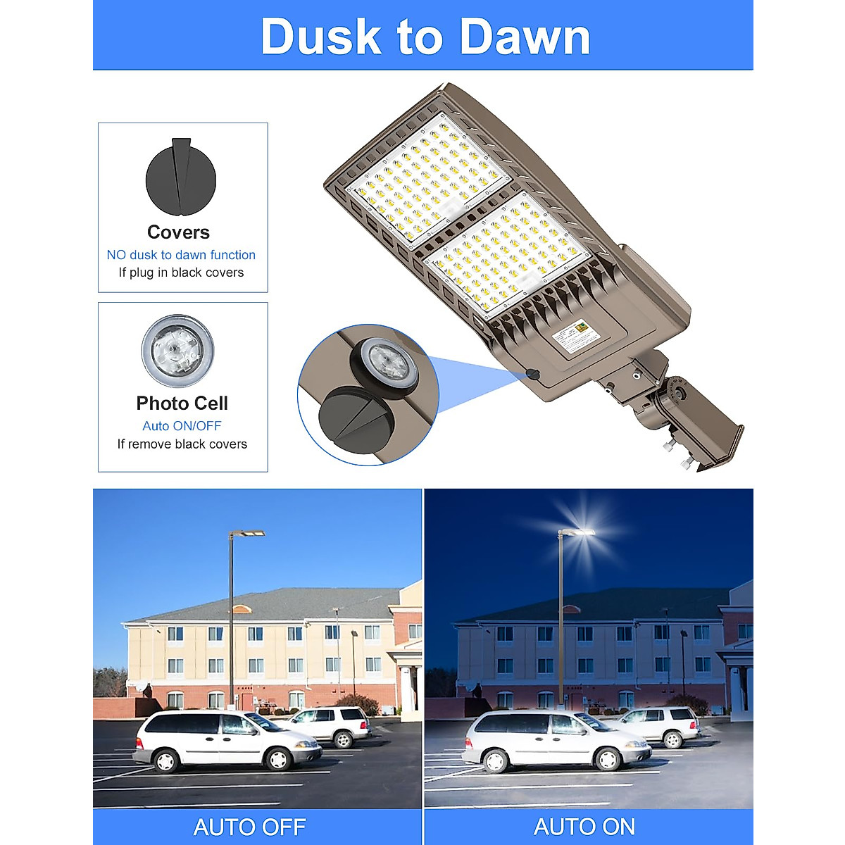 KUKUPPO 480 Volt 400W LED Parking Lot Light 60,000LM, Industrial Grade LED Shoebox Parking Pole Mount Light 5000K IP65 Waterproof Outdoor Commercial Area Lighting with Slip Fitter 277-480VAC