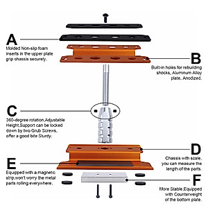 Hobbypark RC Car Work Stand with Weight Aluminum Repair Station Lift for 1/8 1/10 1/12 Scale Traxxas TRX4 Axial Arrma Redcat Losi RC Crawler Monster Truck Buggy