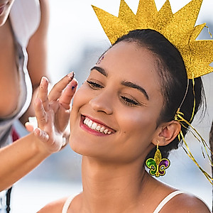 3 Pack Mardi Gras Earrings Fleur De Lis Dangle Earrings Dangle Drop Earrings for Women Mardi Gras Cosplay Accessories