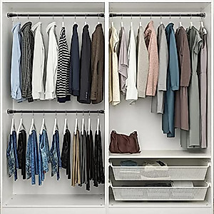 Closet Rod for Hanging Clothes,31 to 46 Inch Adjustable Heavy Duty Matte Black Tension Rod for Wardrobes, Laundry Room, Shoe Cabinets