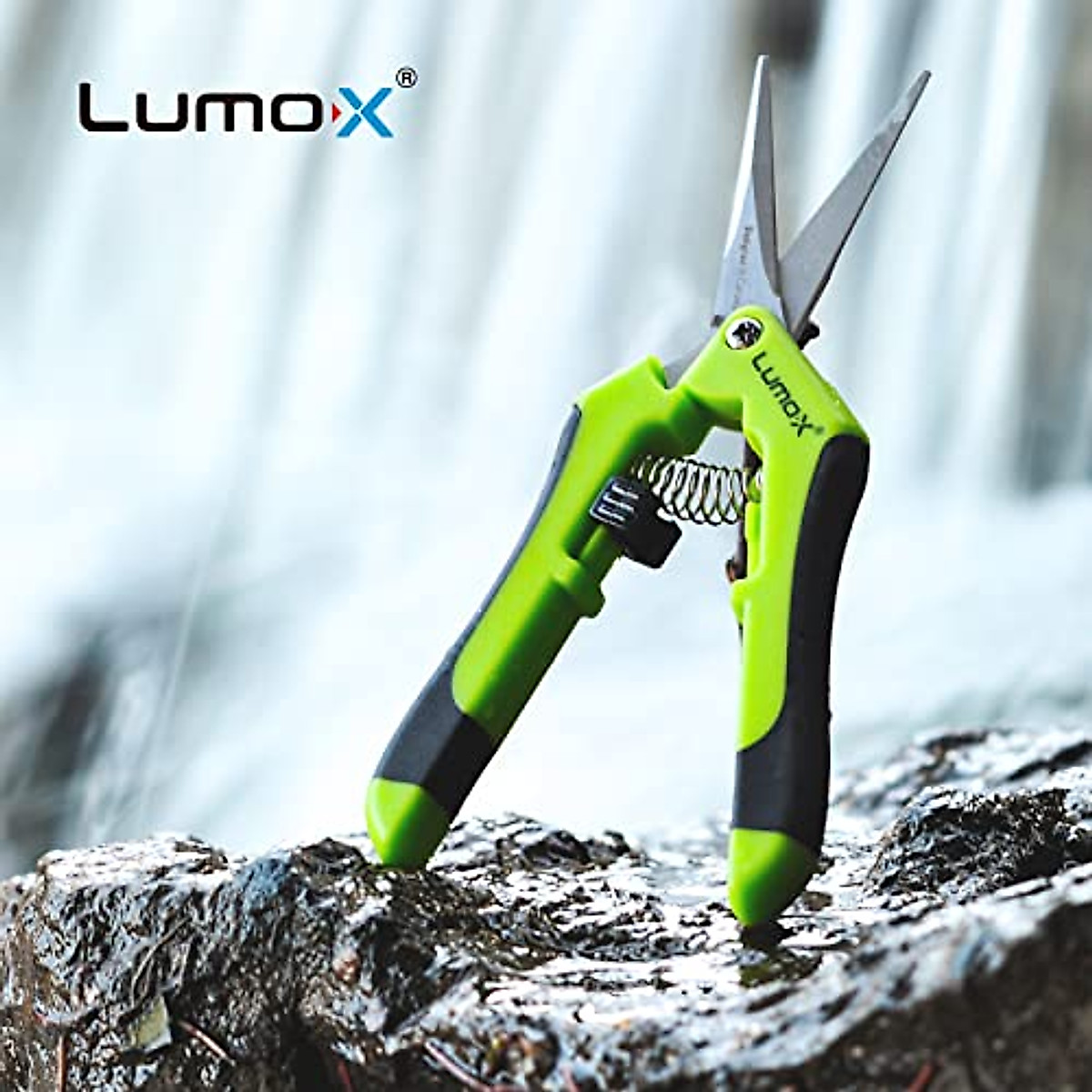 Lumo-X Trimming Scissors Pruning Snips with Titanium Coated CURVED Blades & STRAIGHT Blades for Precision Buds Trimming, Indoor/Outdoor Garden Trimming, Bonsai, Hydroponics (Green & Blue - Set)