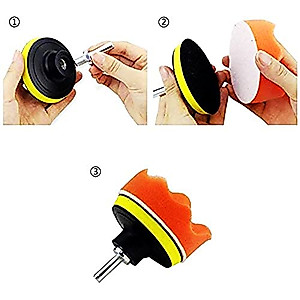 TPE Car Foam Drill Polishing Pad, Sponge and Wool Polishing Pad Set 7 PCS 5 Inch Buffing Polishing Pads Kit Polishing Pad Kit with Buffing Wheel for Drill with M14 Drill Adapter (5" 7pc)