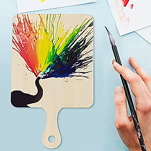 MUKLEI 20 PCS 9.1 x 5.5 Inch Mini Cutting Board, Wooden Cutting Board with Handle, Rectangle Wooden Paddle Chopping Board Kitchen Small Serving Board for Vegetables Fruits, DIY, Decor