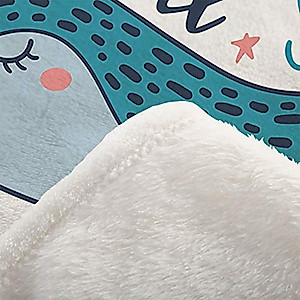 Mugod Inspirational Quote Throw Blanket I Love You More Than All The Narwhals in The Sea Decorative Soft Warm Cozy Flannel Plush Throws Blankets for Baby Toddler Dog Cat 30 X 40 Inch