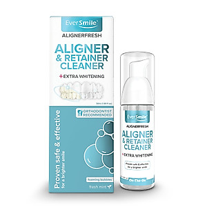 EverSmile AlignerFresh Extra Whitening Aligner & Retainer Cleaning Foam. AlignerFresh Cleaning Foam for Invisalign, ClearCorrect, Essix, Hawley Trays/Aligners. Cleans, Kills Bacteria & Whitens Teeth.